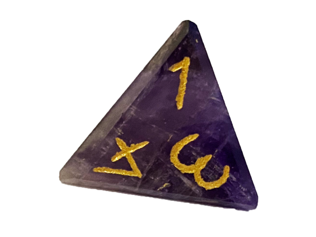 D4 - Gemstone Amethyst 4 Sided Dice - Bigger Worlds Games