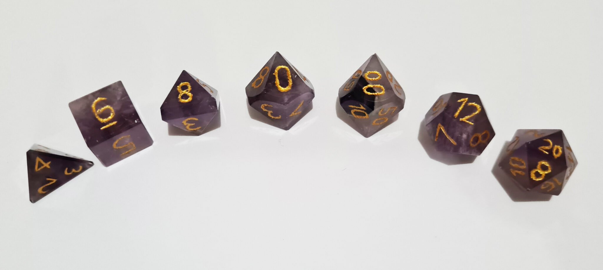 Complete Dice Set 7x Amethyst Gemstone Dice
